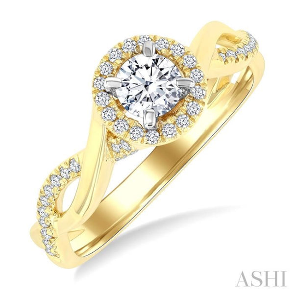 1/2 Ctw Circular Shape Open Twist Shank With 1/3 Ctw Center Stone Roun ...