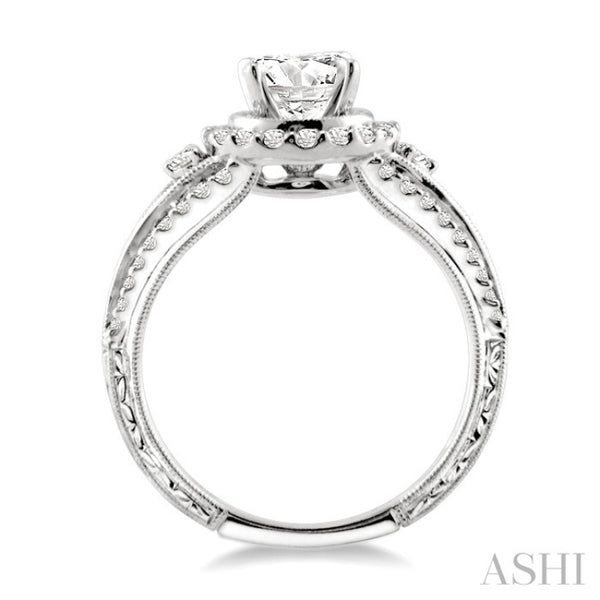 1 Ctw Diamond Engagement Ring with 1/2 Ct Round Cut Center Stone in 14 ...